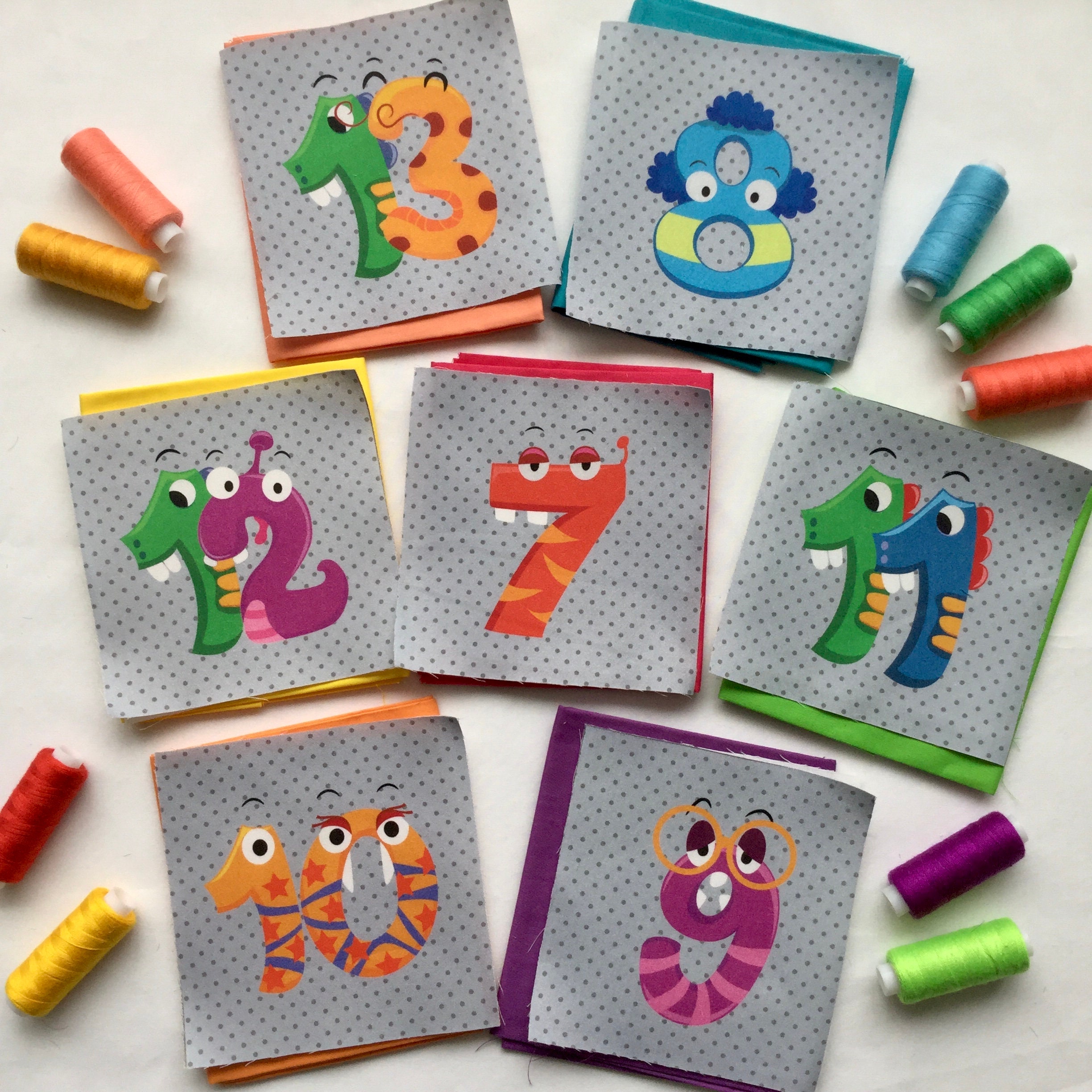 Alphabet and Numbers - 5-inch Fabric Squares - Charm Pack or Panel - 42 ...