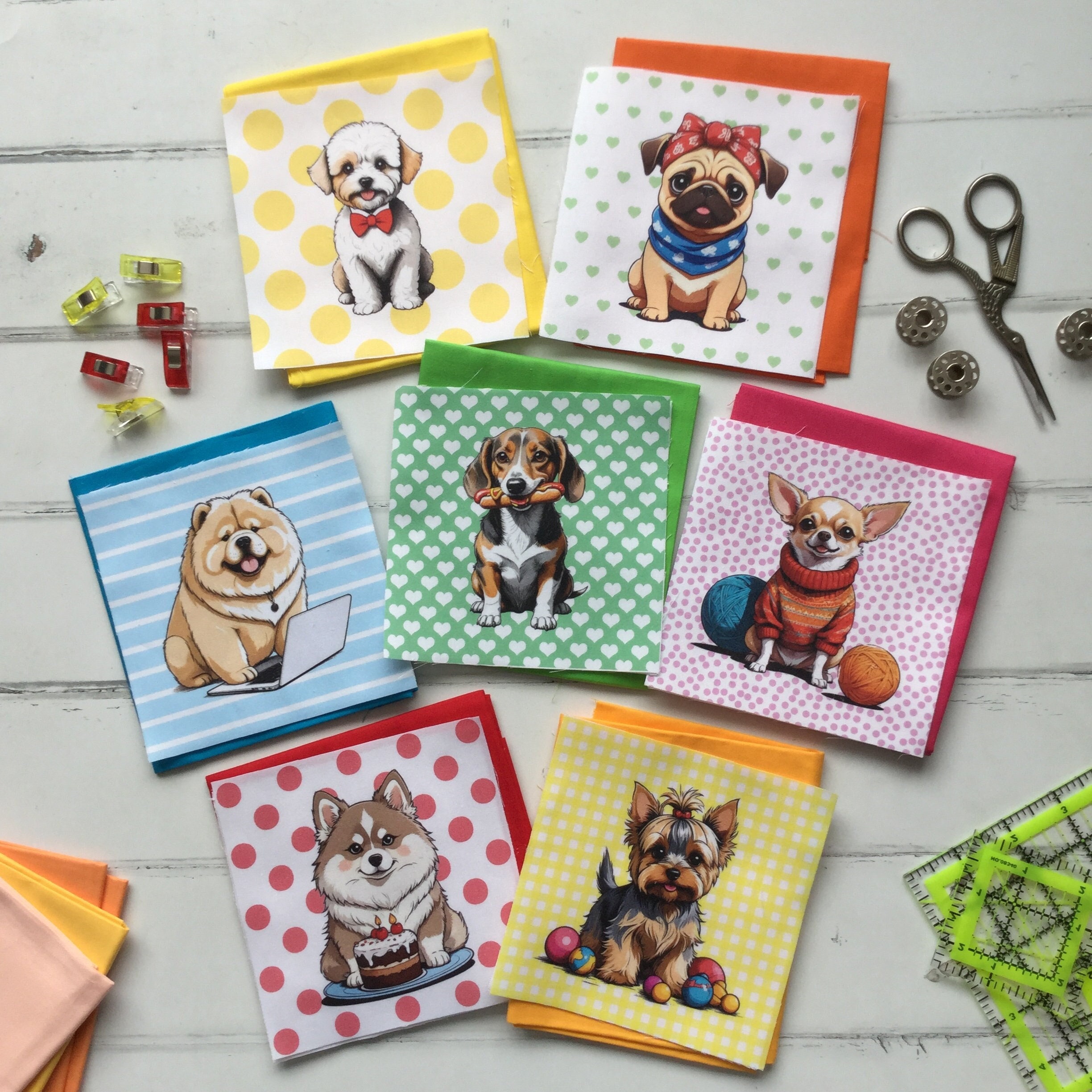 Dog Fabric Squares - 5" Charm Pack (42 Different Dogs) or Panel - I Spy ...