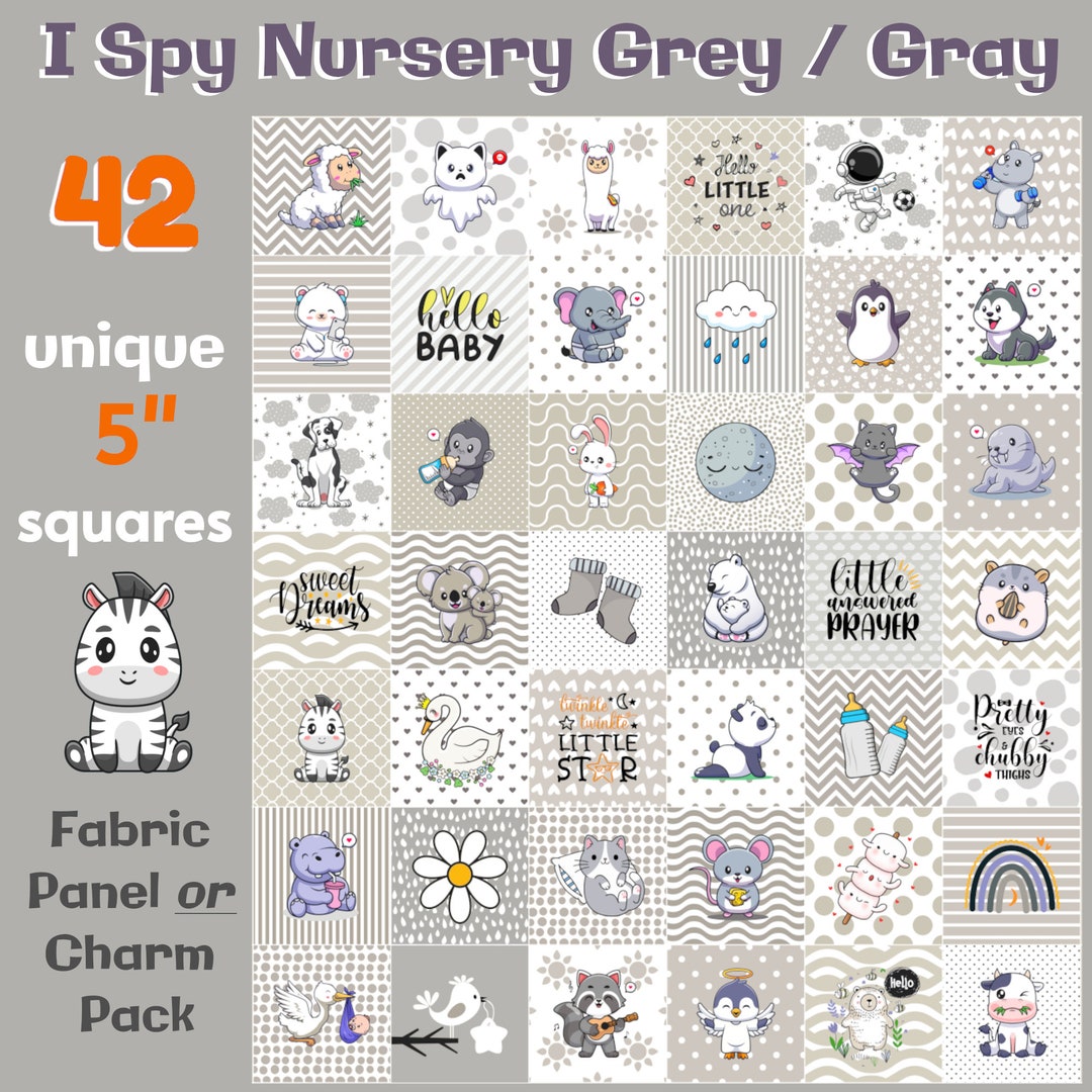 Gray / Grey - Fabric Squares - Charm Pack (5-inch) or Panel - 42 ...