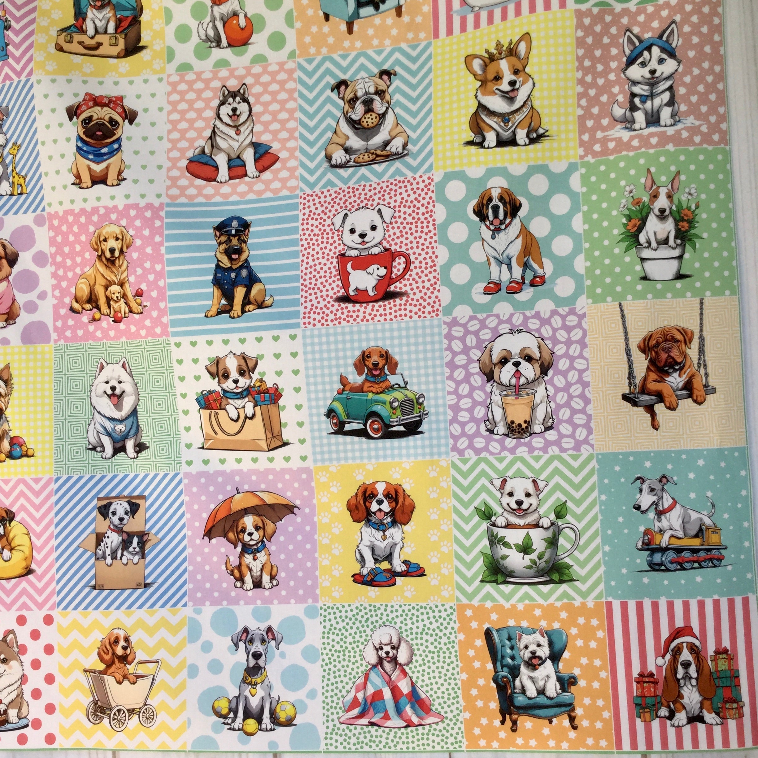 Dog Fabric Squares - 5" Charm Pack (42 Different Dogs) or Panel - I Spy ...