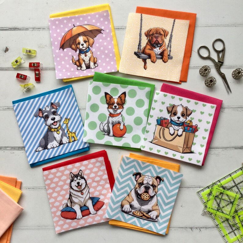 Dog Fabric Squares - 5" Charm Pack (42 Different Dogs) or Panel - I Spy ...