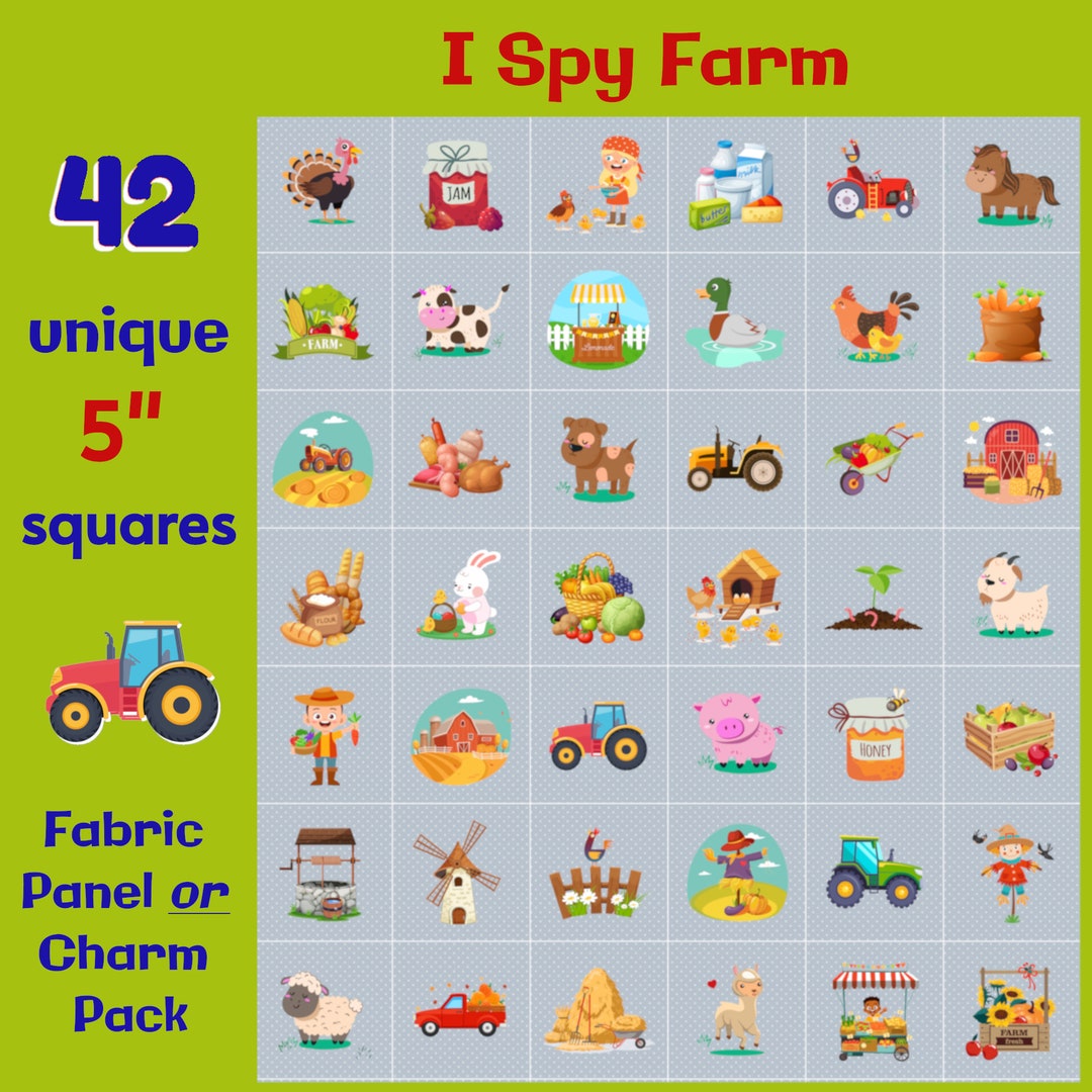 Farm Fabric Squares: I Spy Quilt Panel or Charm Pack - Etsy