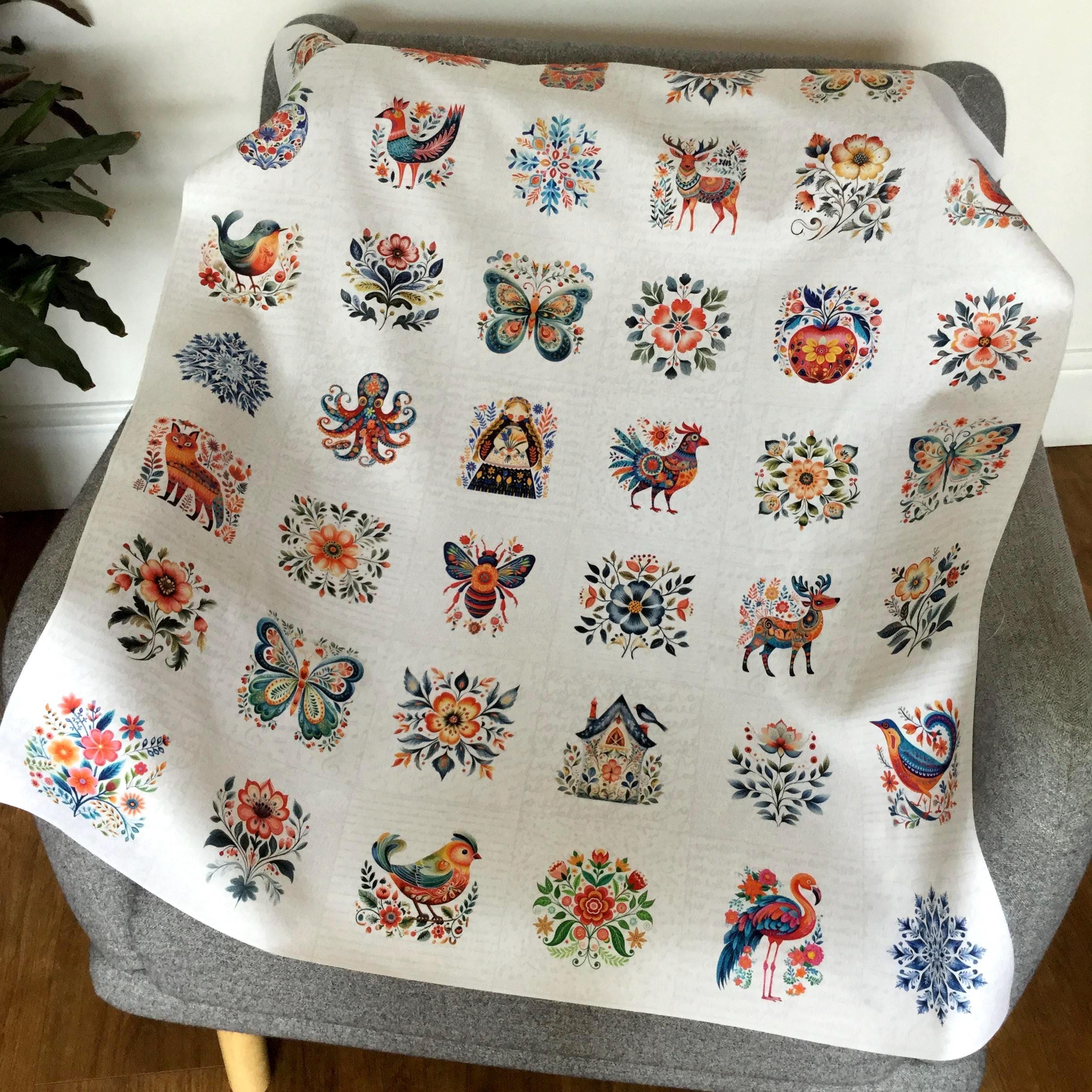 Folk Art Fabric Squares: Charm Pack (5” Squares) or Panel - 42 ...
