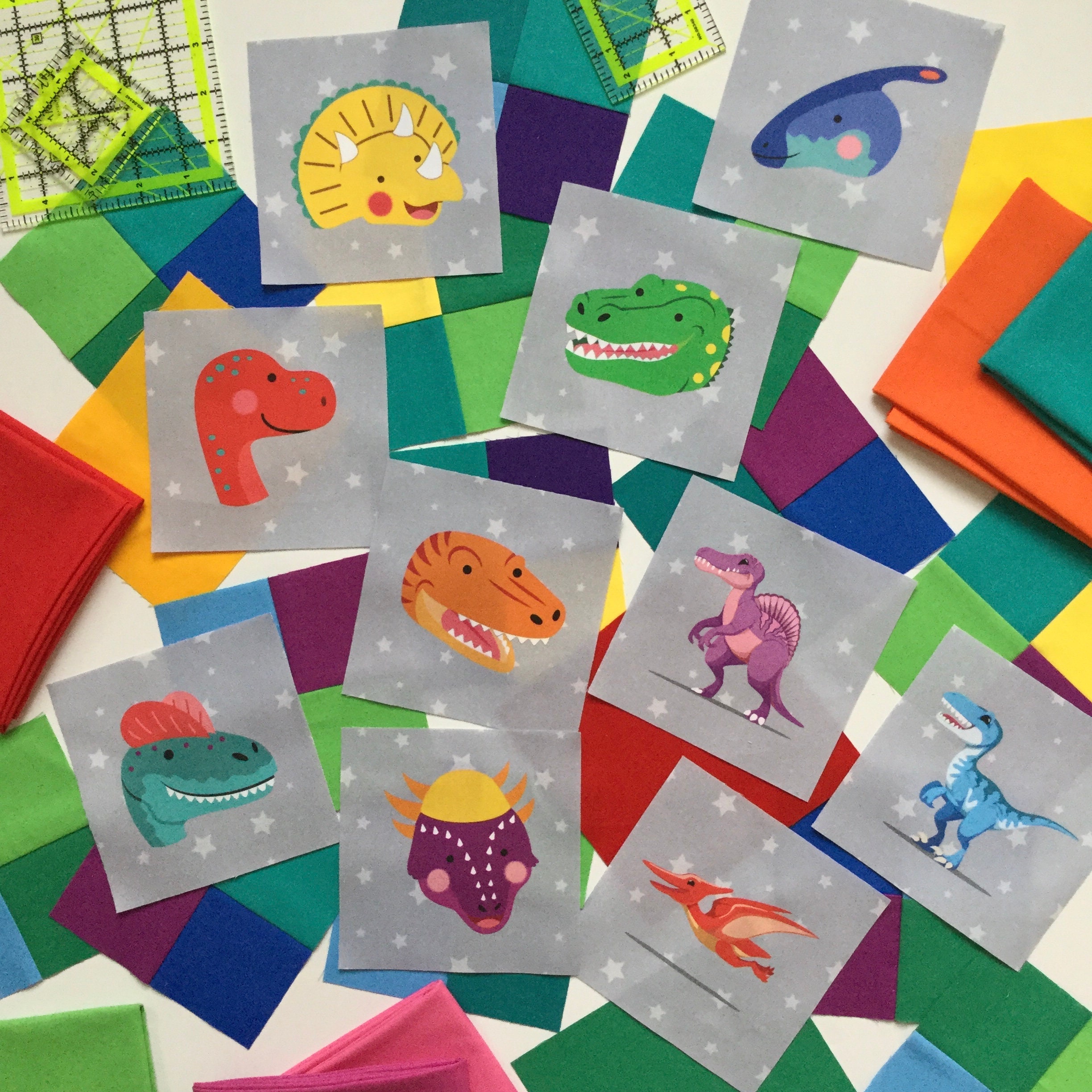 Dinosaur Fabric Squares: Prehistoric Quilt Charm Pack or Fabric Panel ...