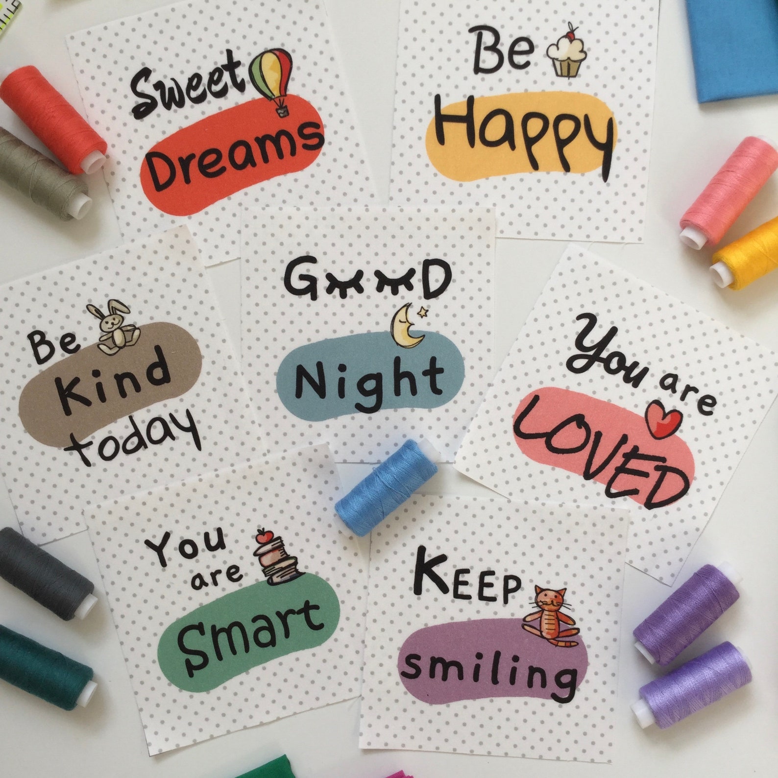 Lalikul HAPPY 7 Sq 5 Quotes Charm Pack Fabric - Etsy UK