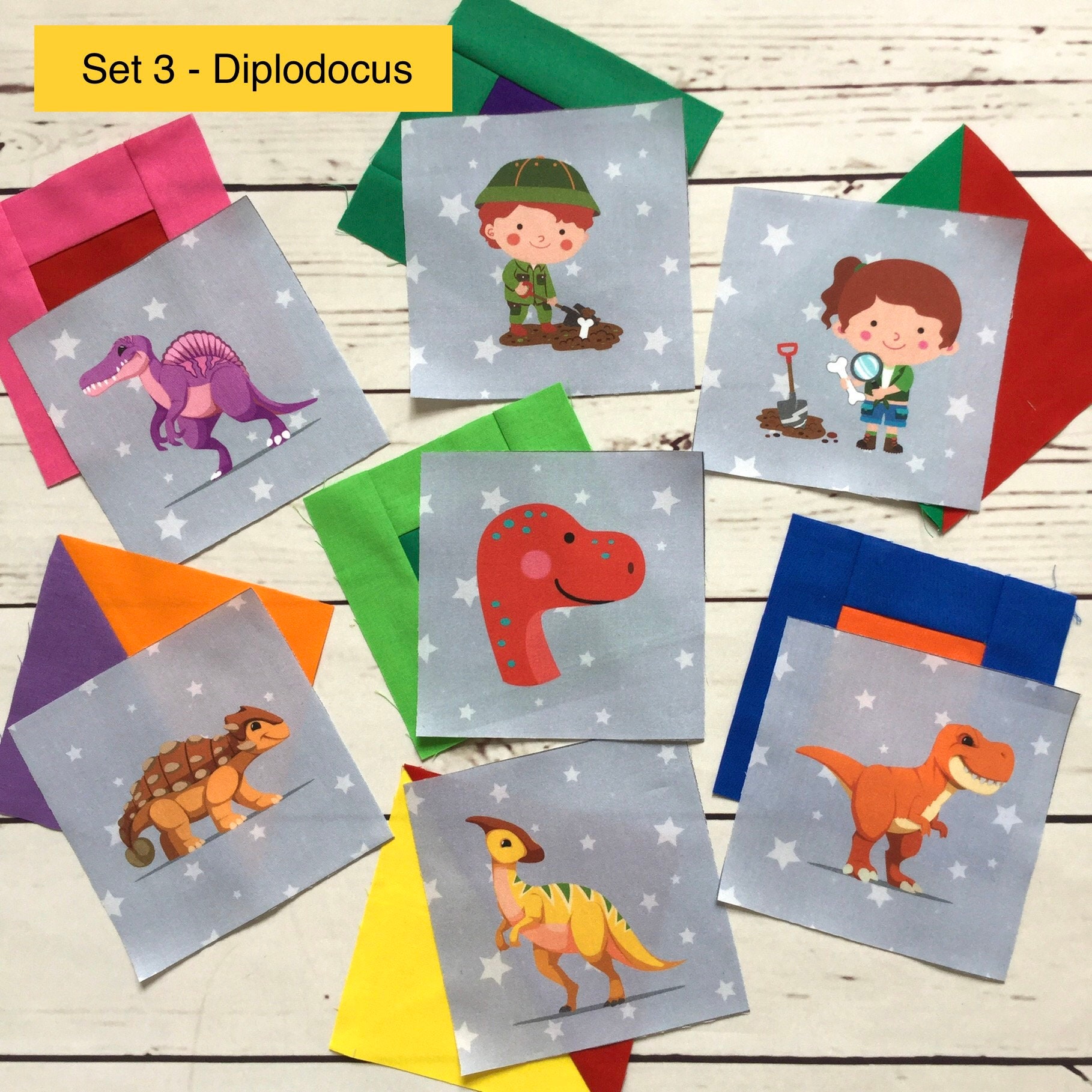 7sq DINOS 5 Fabric Charm Pack I Spy Baby Kids | Etsy