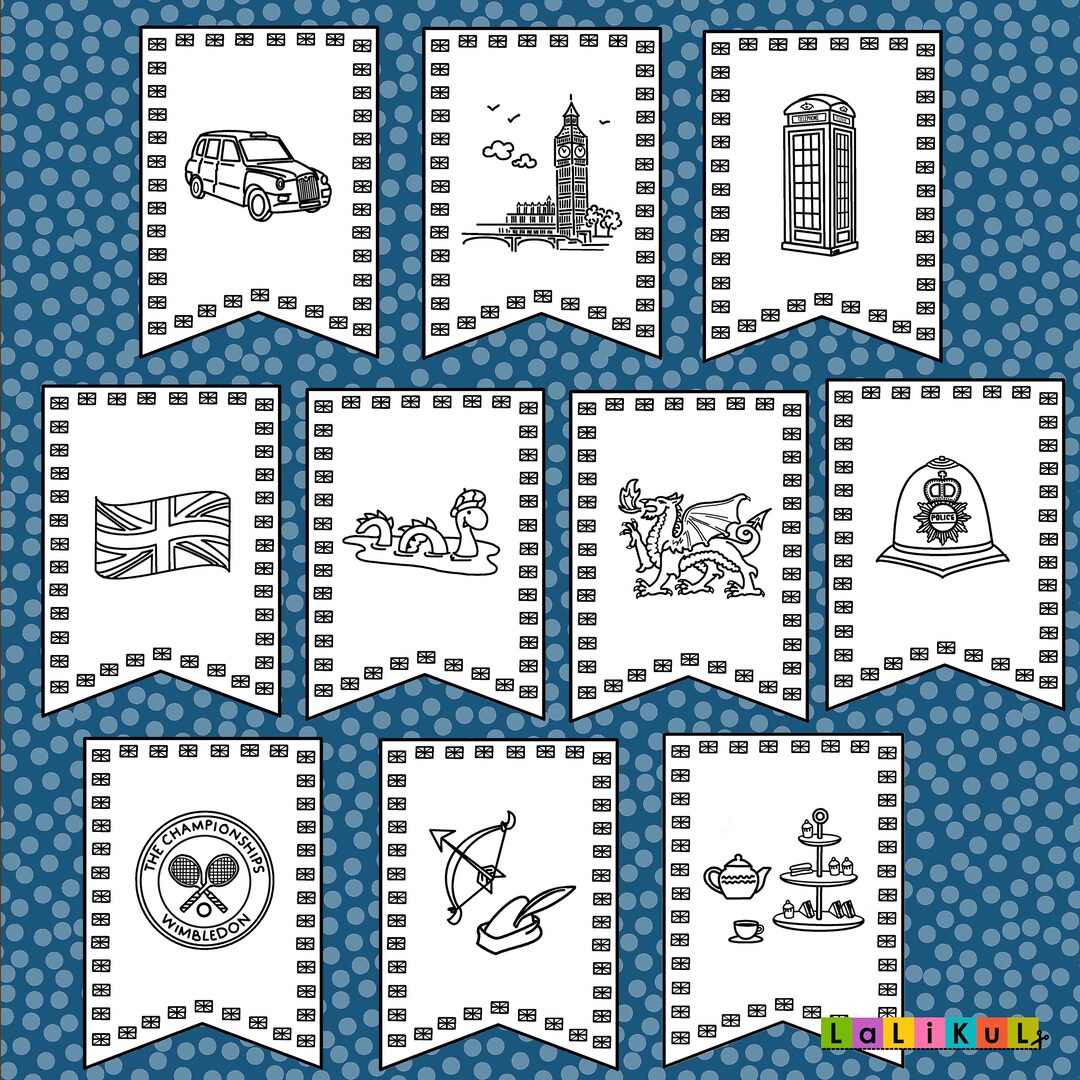 UK United Kingdom 20 Different Symbols Colouring Pages, Printable ...