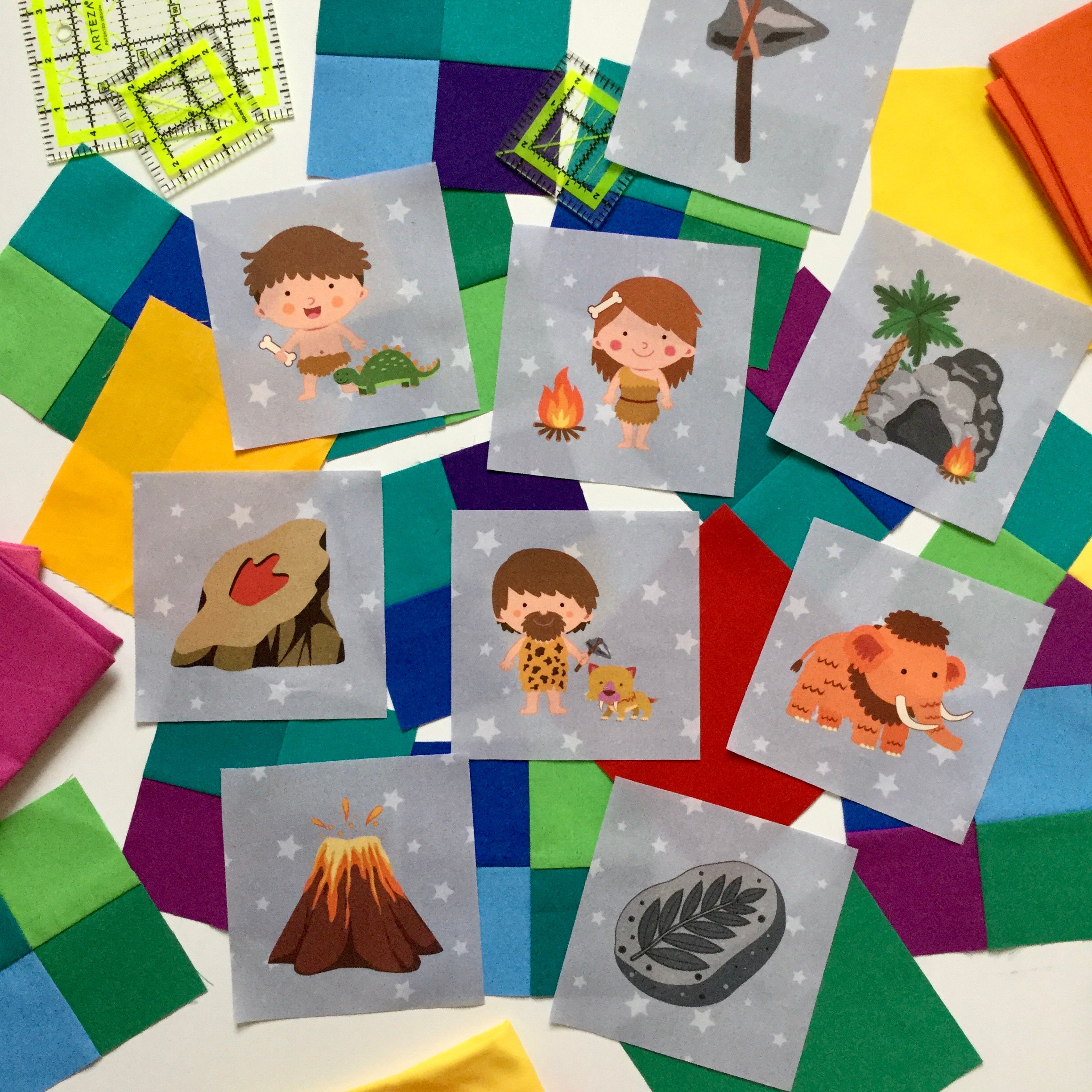 Dinosaur Fabric Squares: Prehistoric Quilt Charm Pack or Fabric Panel ...