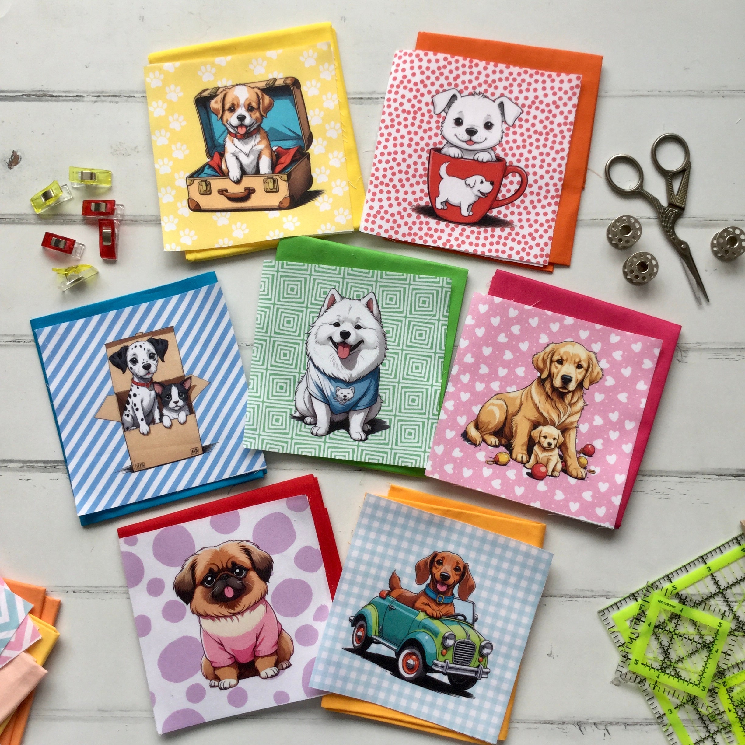 Dog Fabric Squares - 5" Charm Pack (42 Different Dogs) or Panel - I Spy ...