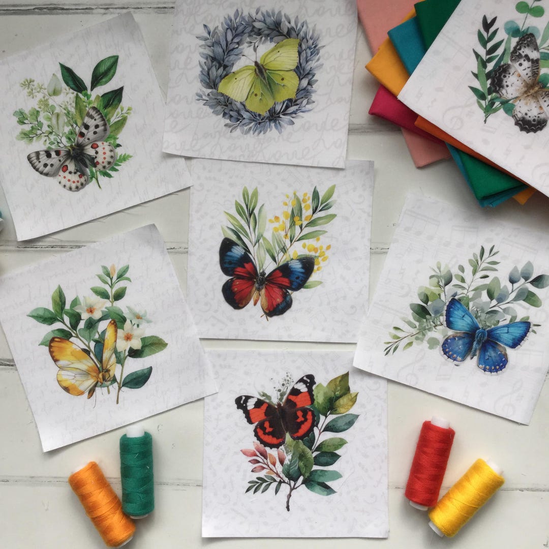 BUTTERFLIES - 42sq - 5”- Charm Pack or Block Panel - FABRIC - 5in ...