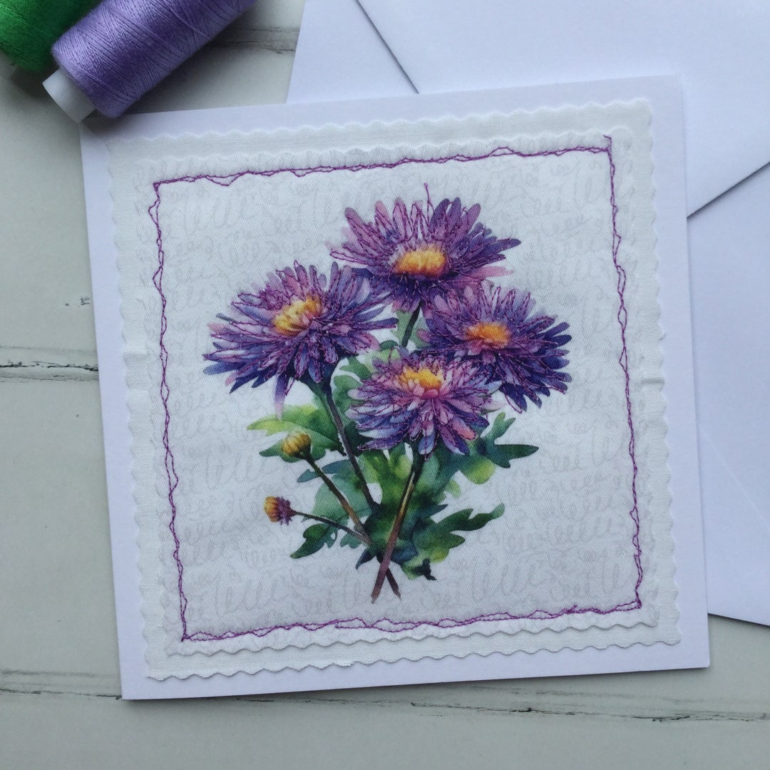 Aster - Embroidered Card - Gift - Present - Wedding - Pack of 1 - Blue ...