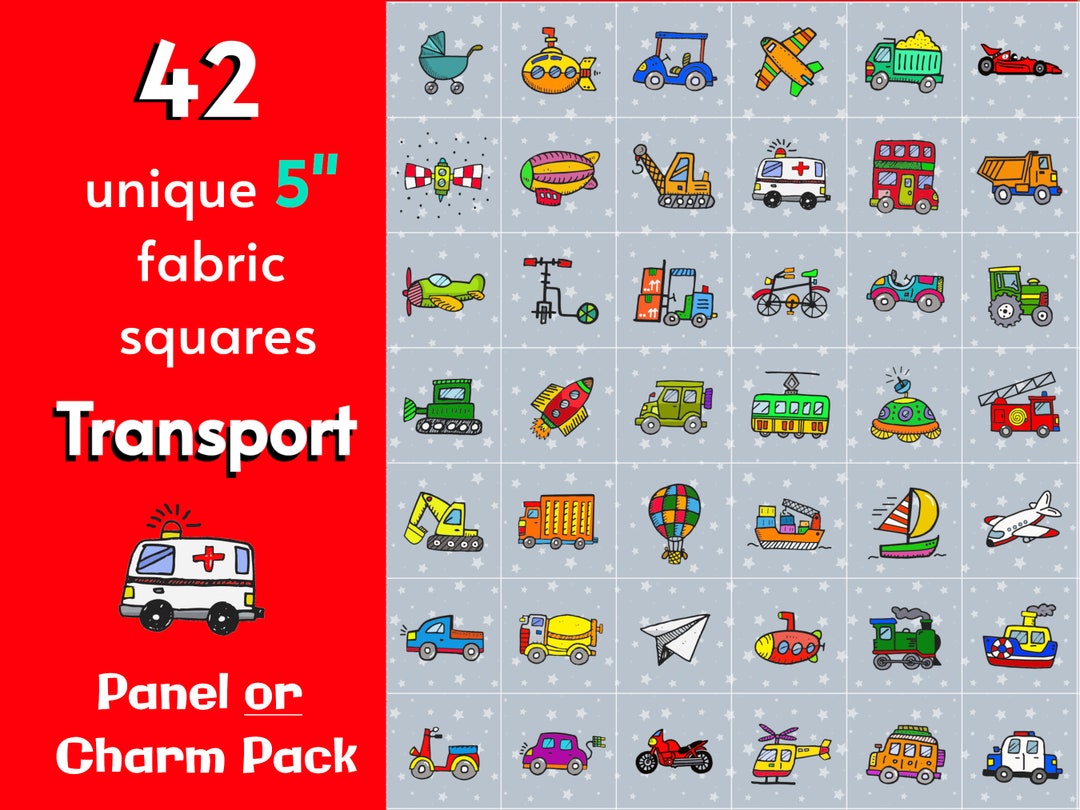 TRANSPORT 42sq 5 Charm Pack or Panel Fabric I Spy - Etsy