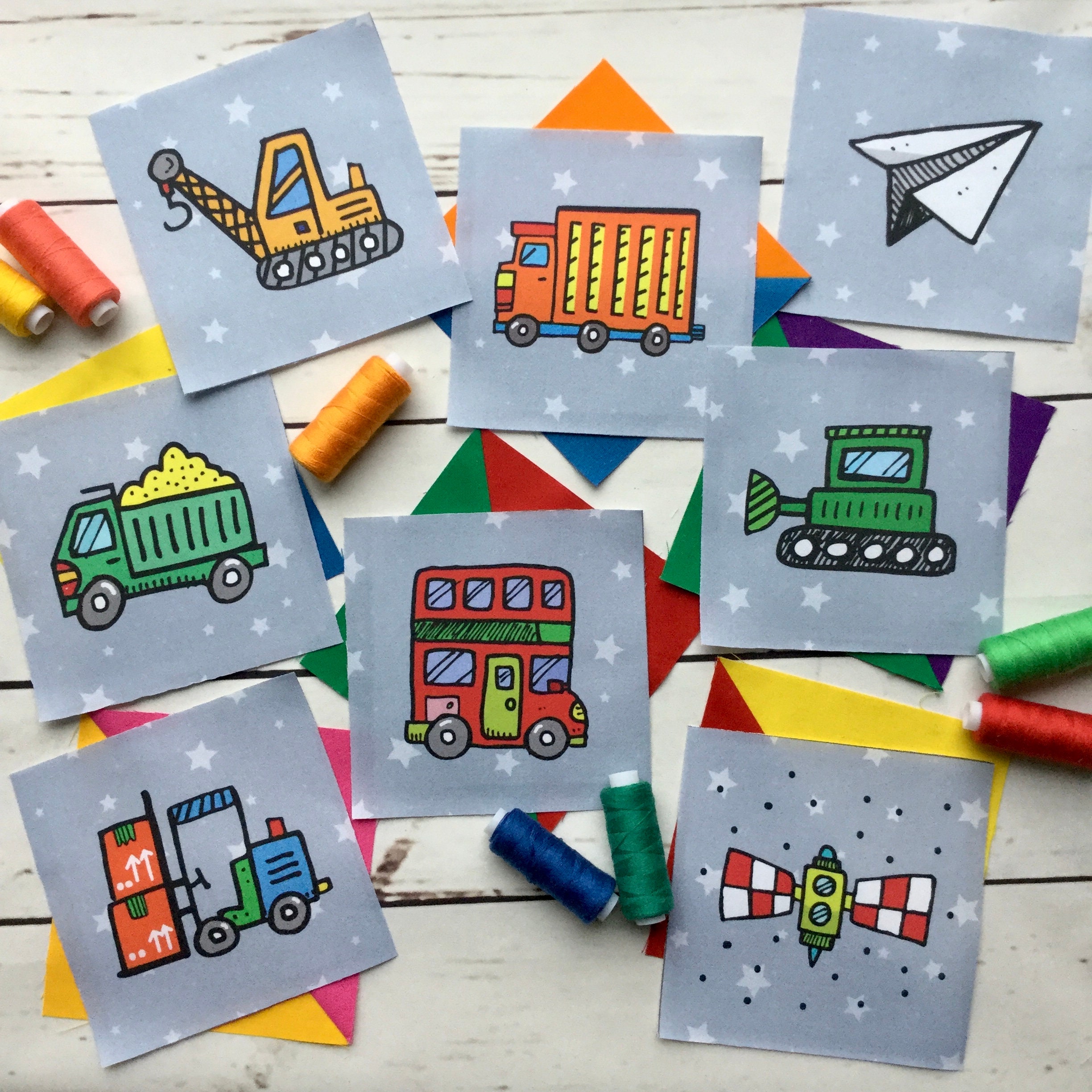 TRANSPORT - 42sq - 5” - Charm Pack or Panel - Fabric - I Spy, Baby ...