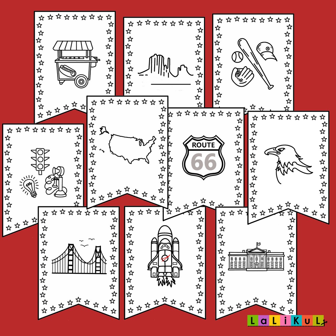 USA Symbols Pack 1 20 Different Symbols Colouring Pages - Etsy UK