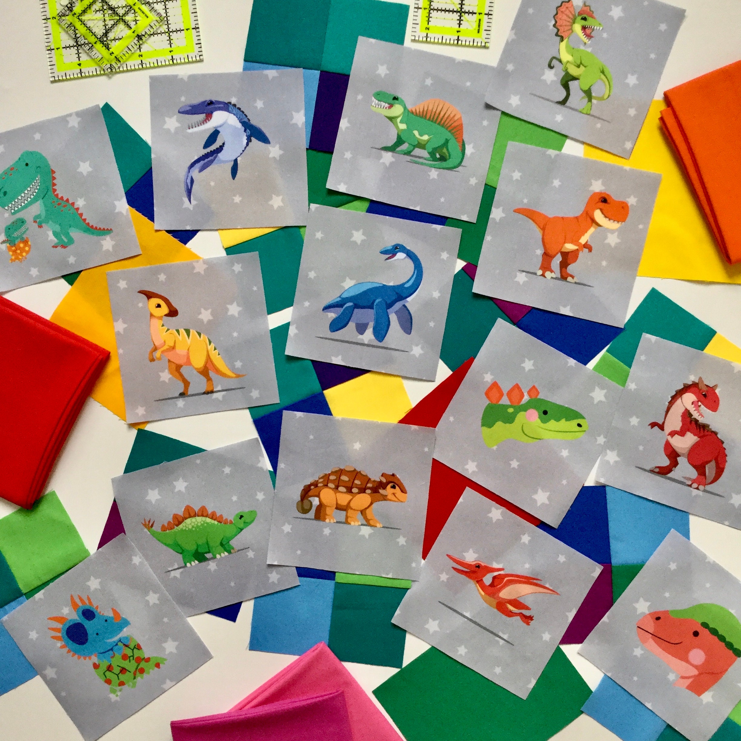 Dinosaur Fabric Squares: Prehistoric Quilt Charm Pack or Fabric Panel ...