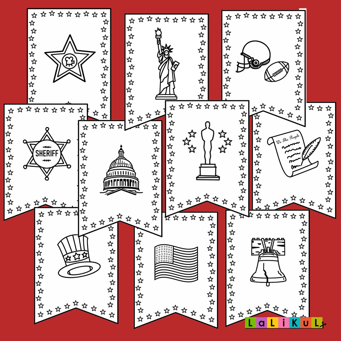 USA Symbols Pack 1 20 Different Symbols Colouring Pages - Etsy UK