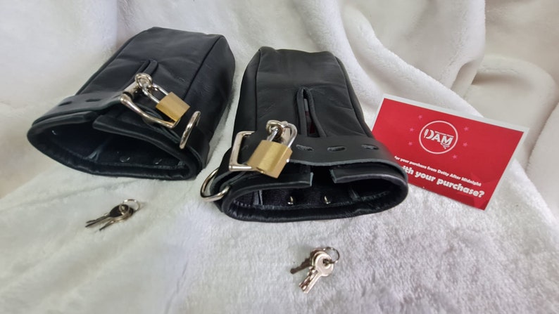 Real Leather Bondage Padded Locking Mitts black for Puppy - Etsy
