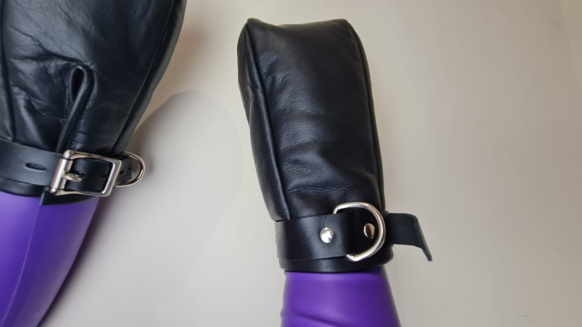 Real Leather Bondage Padded Locking Mitts black for Puppy - Etsy