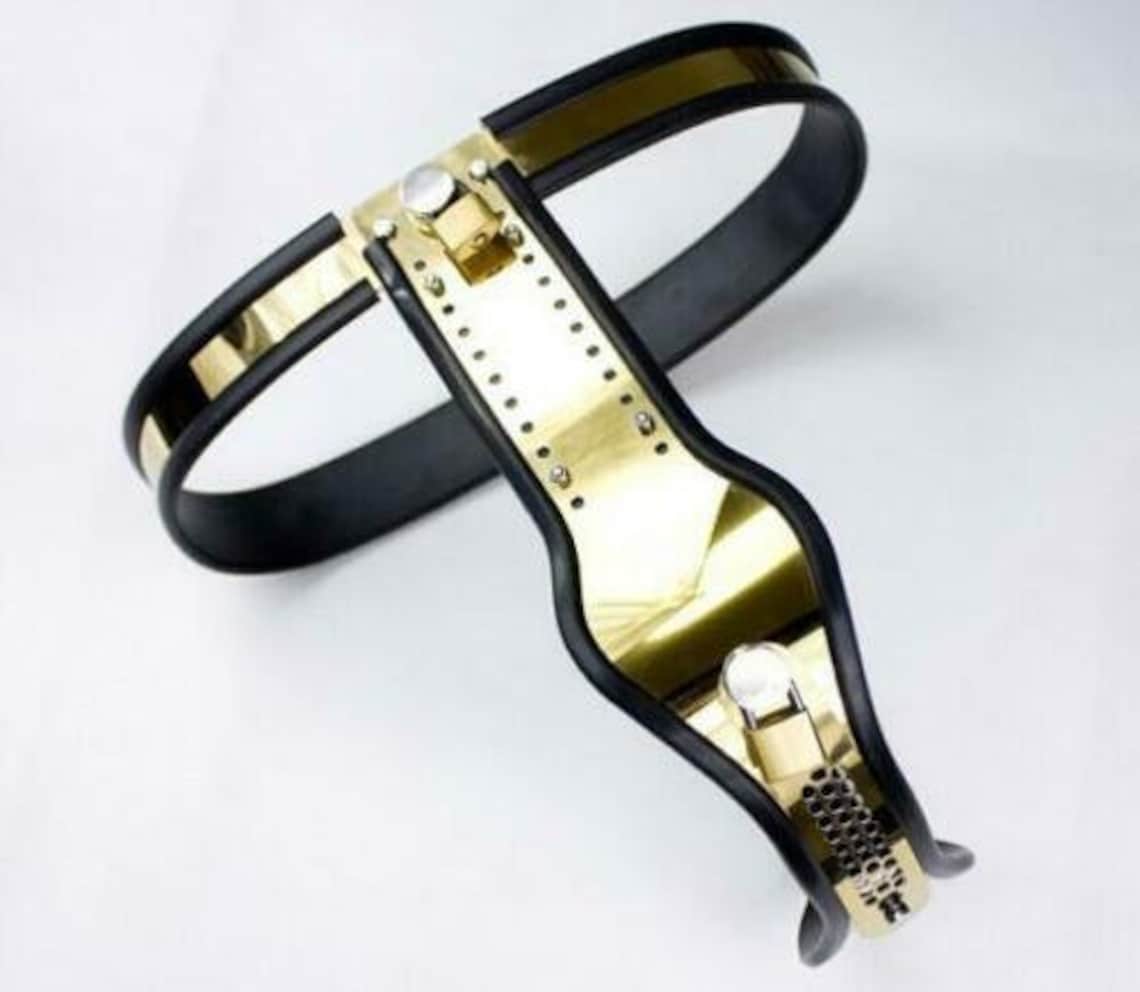 Full Male Chastity Belt Device Gold Plated Stainless Steel - Etsy