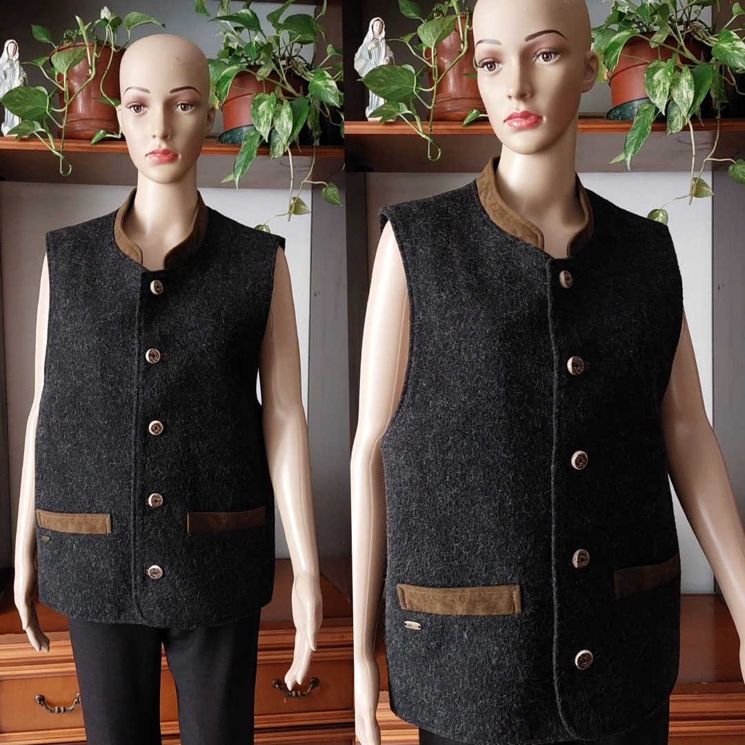 Vintage Boiled Wool Austrian Loden Trachten Vest Waistcoat for Men's ...