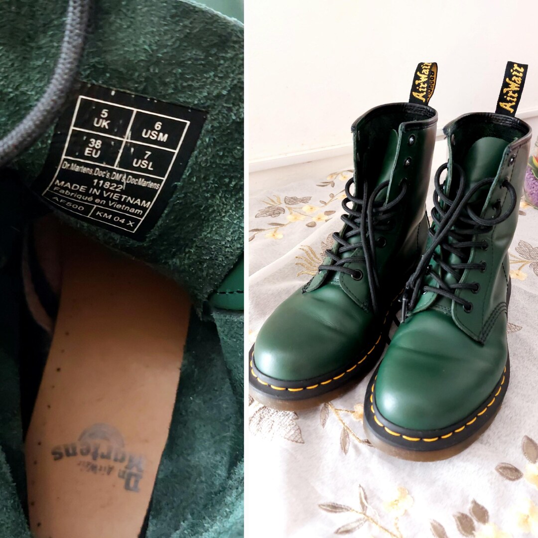 Dr. Martens 1460 Green Leather Ankle Boots - Unisex Size 5UK/6USM - Etsy