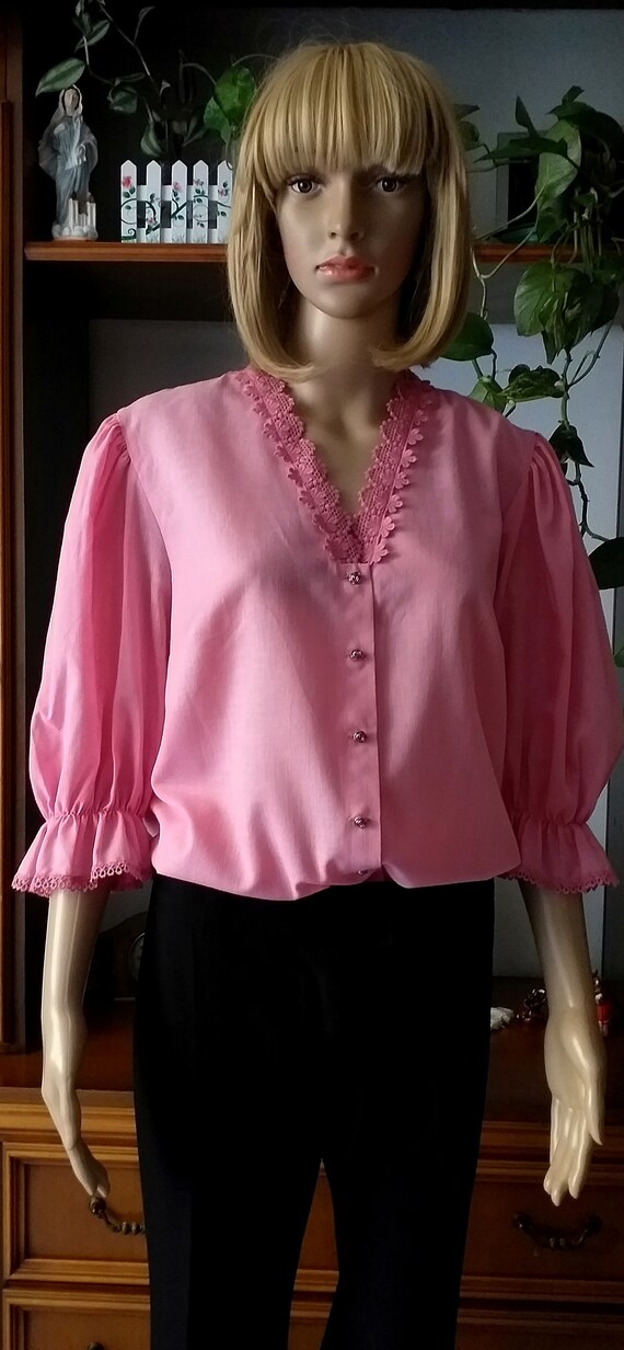 Vintage Prairie blouse with lace/Austrian Tyrolean Fo… - Gem
