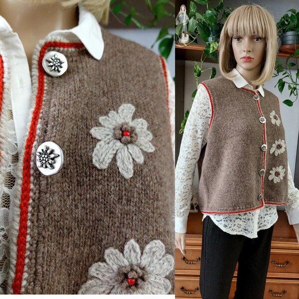 Vintage Knitted Vest Women - Etsy