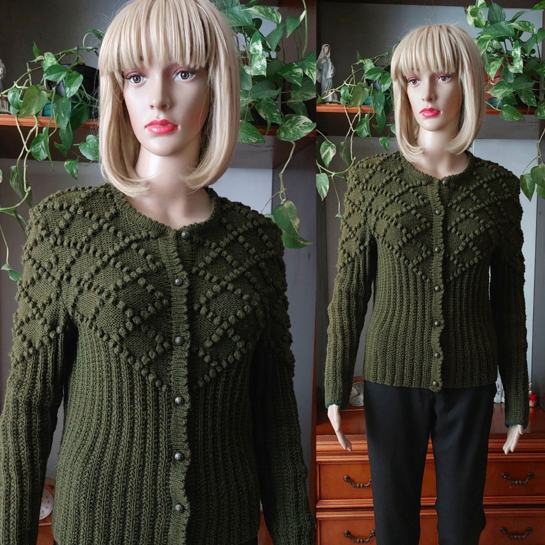 Vintage Austrian Woolknitted Trachten Dirndl Cardigan With Traditional ...