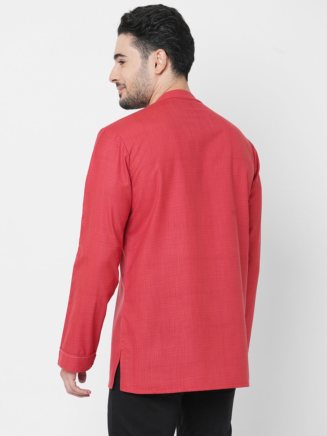 Indian Men Short Kurta Red Polycot Gent Loose Shirt With - Etsy