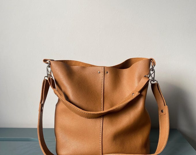 High Quality Soft Leather Handmade Bag, Italian Leather Bucket Bag ...