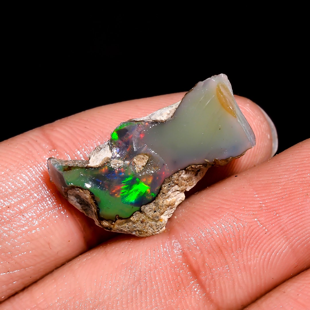 7.60 Ct, 100% Black Opal Rough, Natural Black Opal Rough, Ethiopian ...