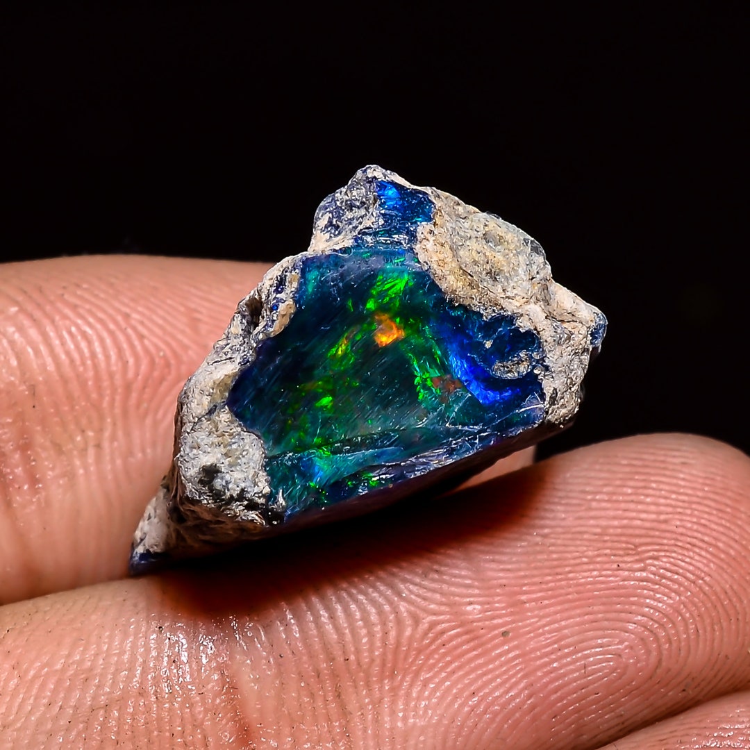 12.35 Ct, 100% Ethiopian Black Opal Rough, Black Opal Crystals, Black ...