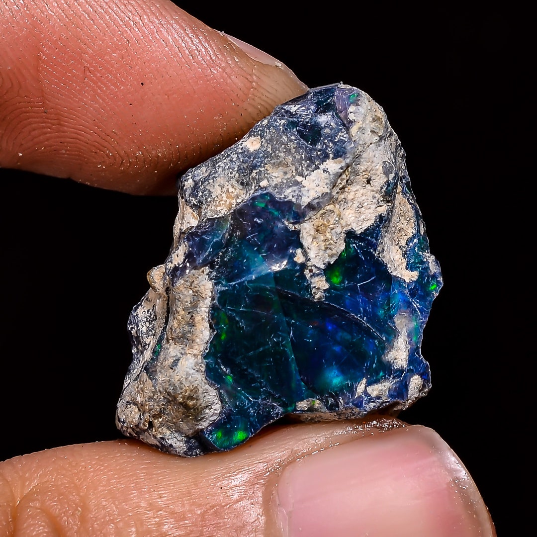 17.30 Ct, 100% Ethiopian Black Opal Rough, Black Opal Crystals, Black ...