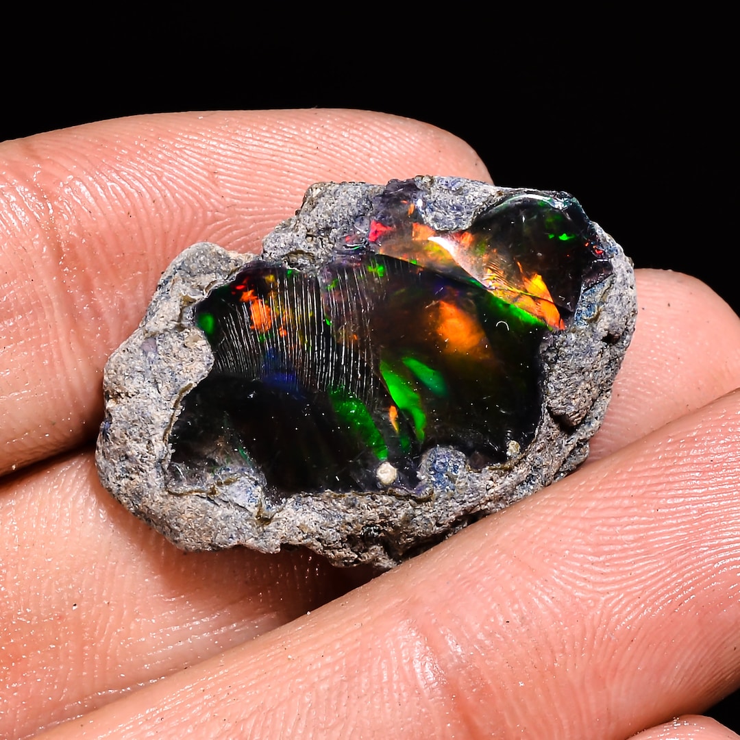12.85 Ct, 100% Ethiopian Black Opal Rough, Black Opal Crystals, Black ...