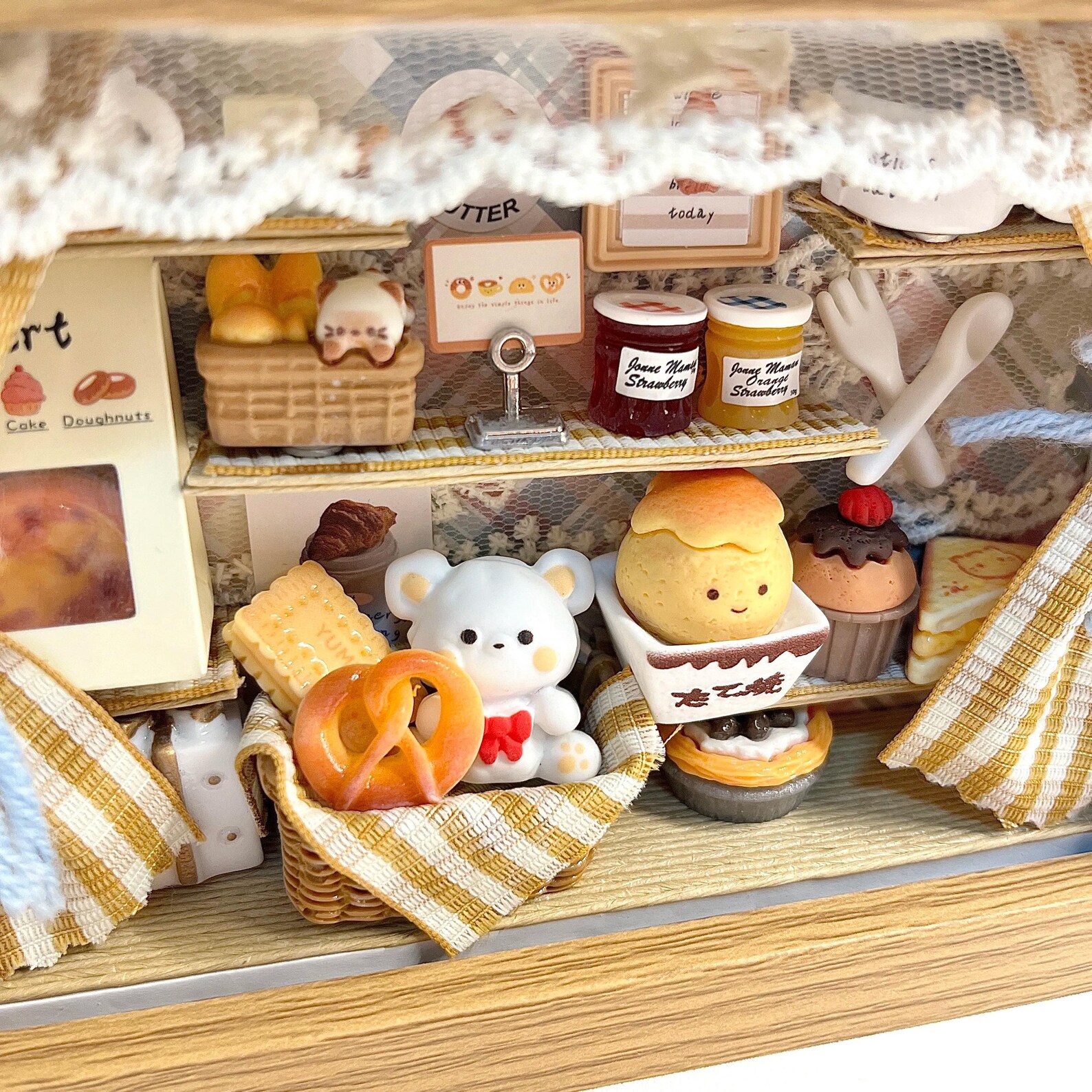 Handmade Miniature Bakery Diorama: Magnetic Food Toy Frame With LED ...