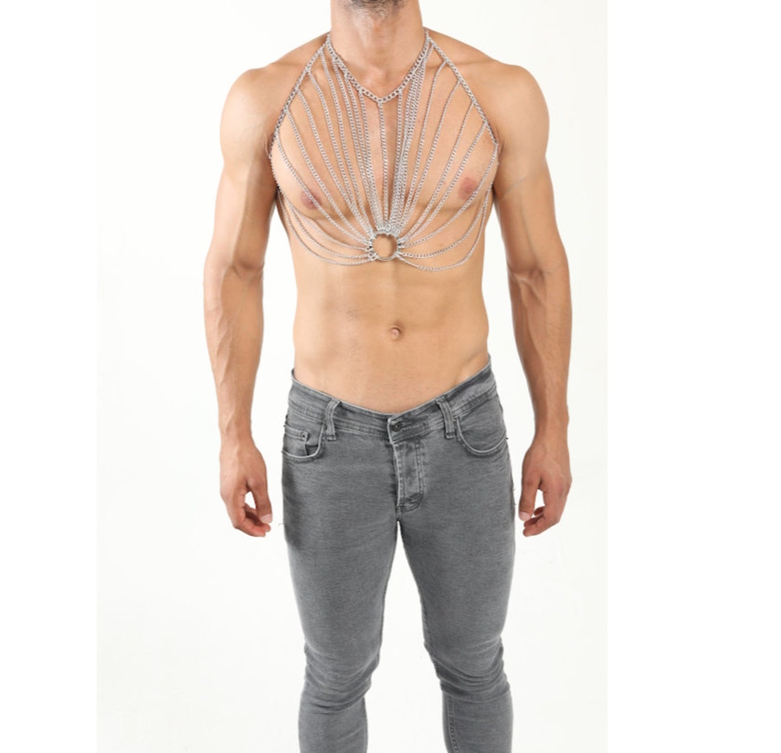 Body Chain Men Silver Bodychain Man Harness Men Jewelry Larp - Etsy