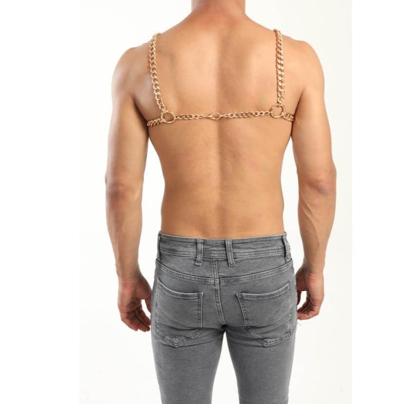 Body Chain Harness Men Gold Bodychain Man Harness Men Jewelry Etsy