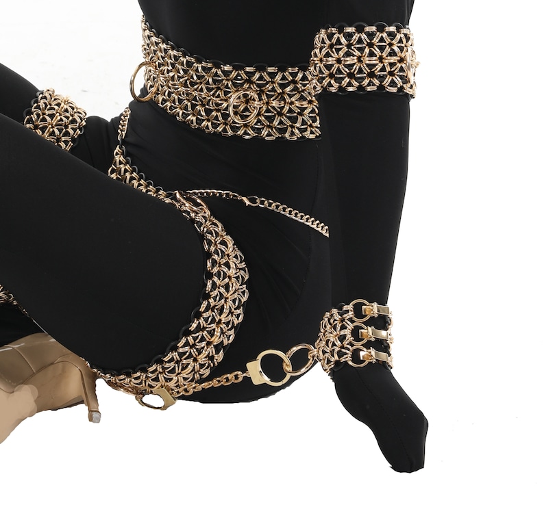 Bondage Hand Cuffs Gold Bondage Gear Bdsm Woman Gear Etsy
