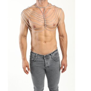 Body Chain Men Silver Gold Bodychain Man Harness Men Jewelry Larp ...