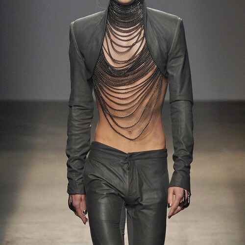 Body Chain Shoulder Men Gold Bodychain Man Harness Cuban Chain | Etsy