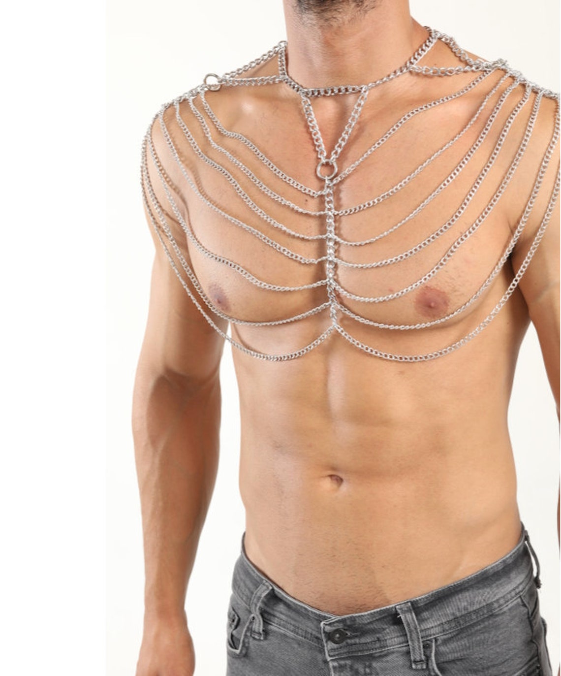 Body Chain Men Silver Gold Bodychain Man Harness Men Jewelry Etsy