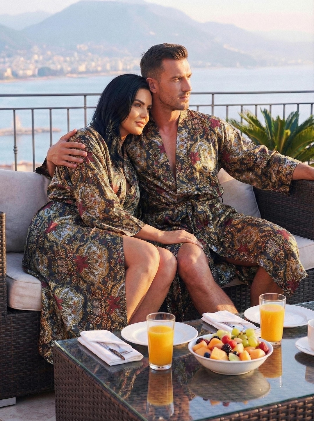 Luxury Silk Blend Kimono Robe | Matching Couple Set | Men's & Women's ...