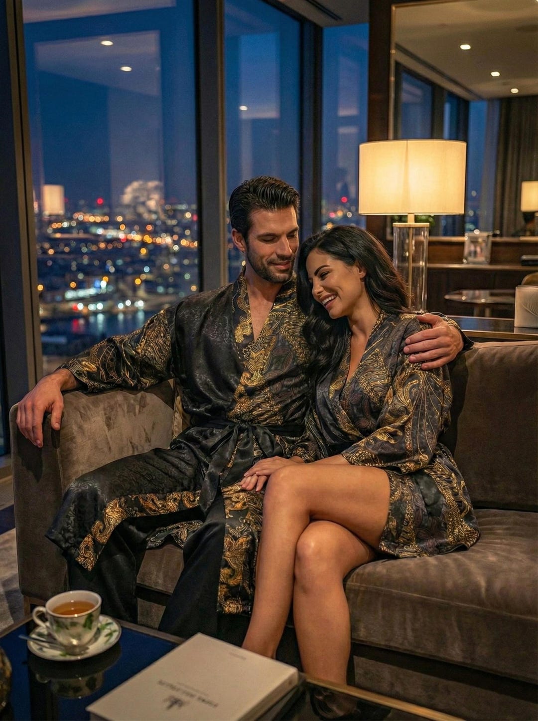 Luxury Couple Silk Kimono Set | Matching Robes Him & Her Silk Wool ...