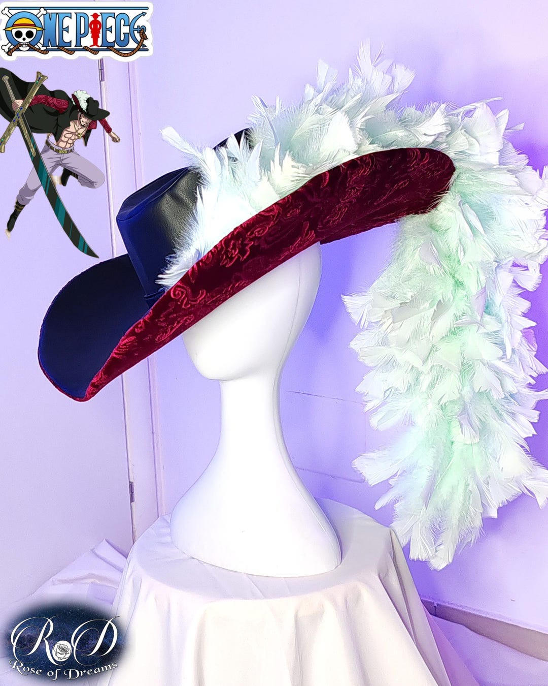 Mihawk Hat Handmade | One Piece Cosplay Accessory for Pirate Costume ...