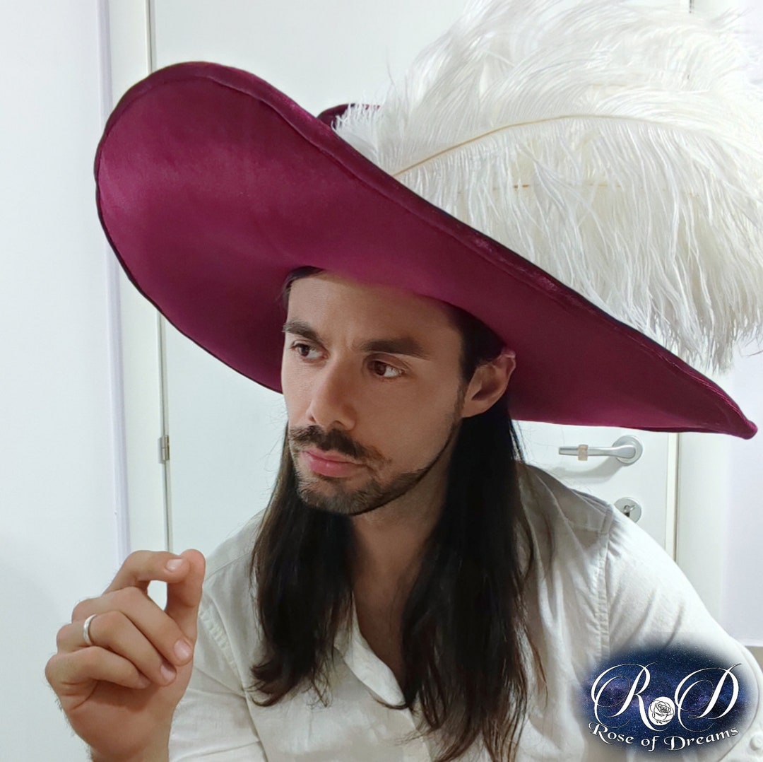 Cavalier Hat | Professional Musketeer Pirate Hat | Red Velvet & Felt ...