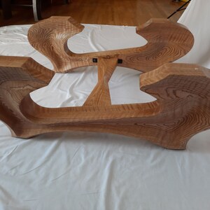 Curly Red Oak Wood Coffee Table Base glass Top - Etsy