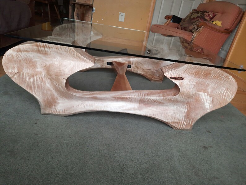 Tiger Maple Sculptural Glass Top Coffee Table 10% OFF, Modern Design ...