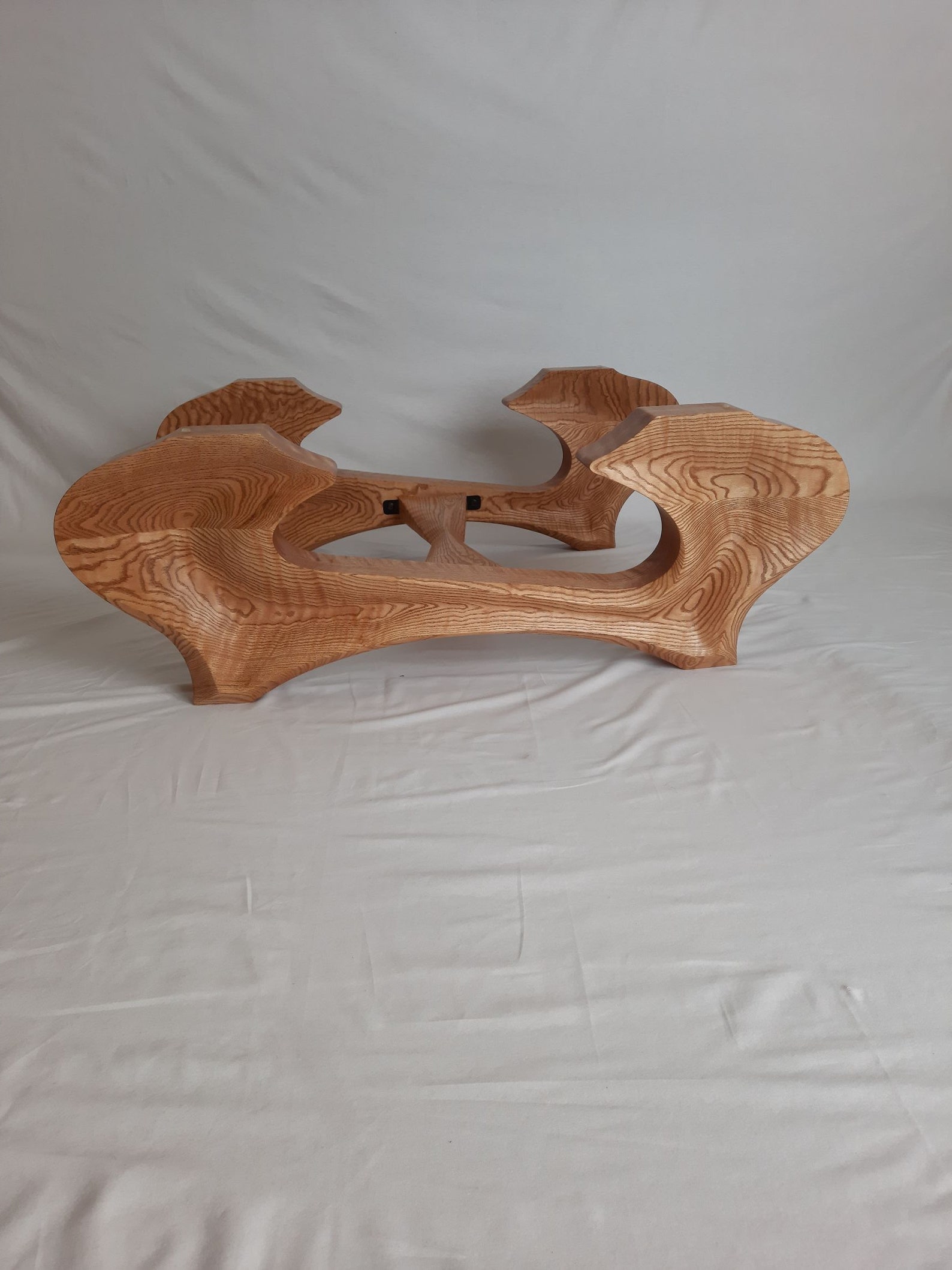 Curly Red Oak Wood Coffee Table Base glass Top - Etsy