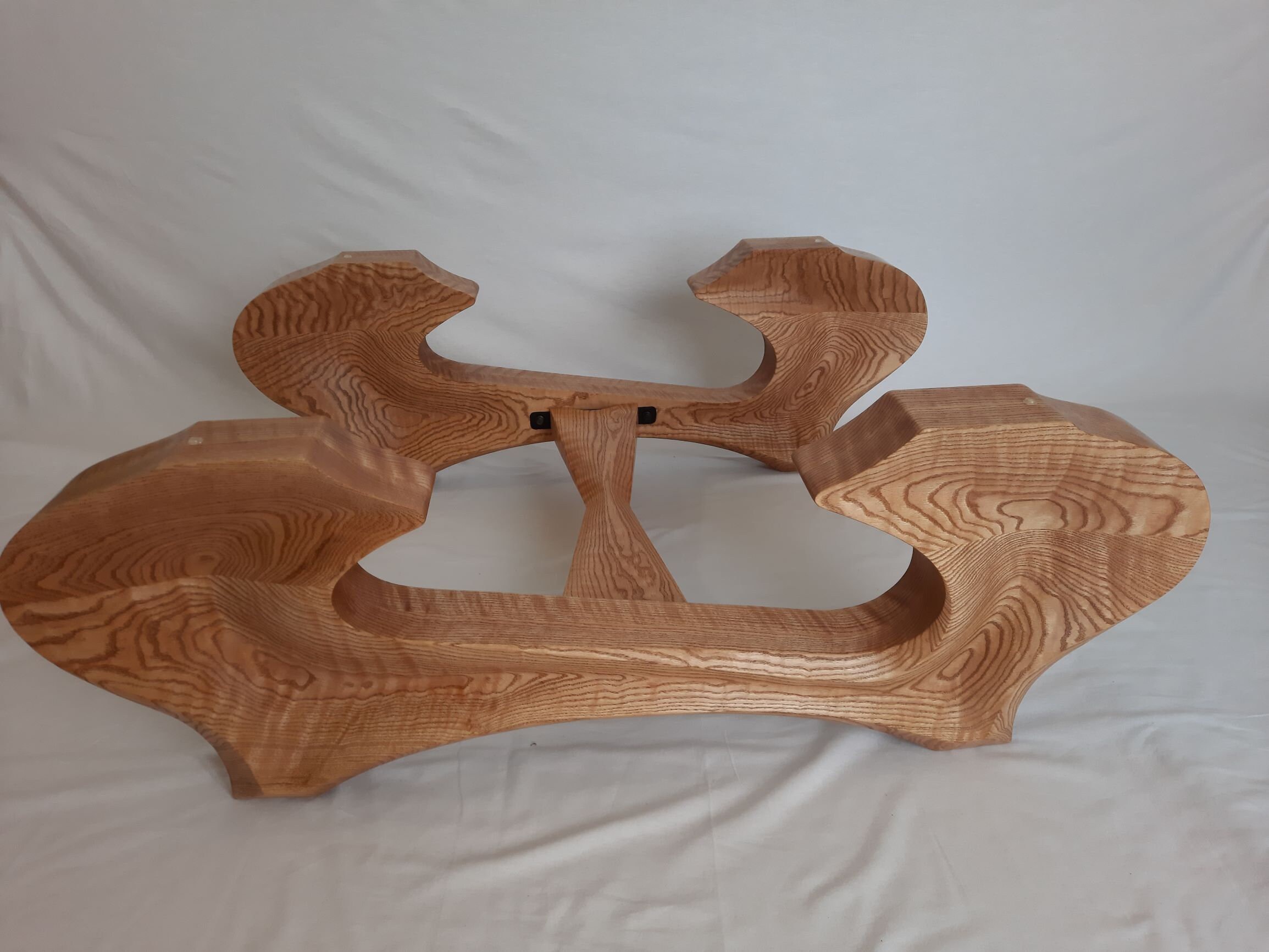 Curly Red Oak Wood Coffee Table Base glass Top - Etsy