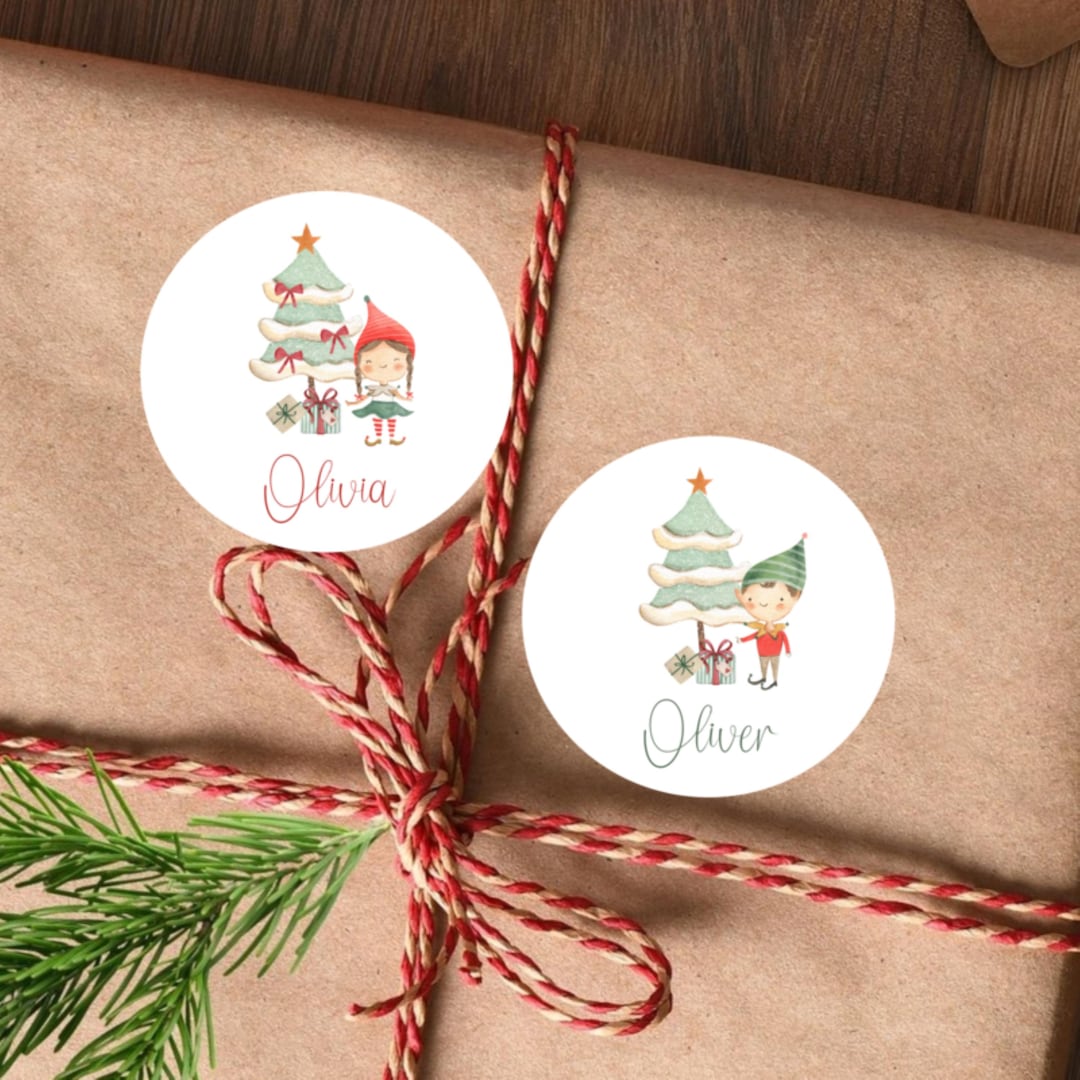 Elf Elves Christmas Name Labels ~ Kids Gift Sticker Labels ~ Christmas ...
